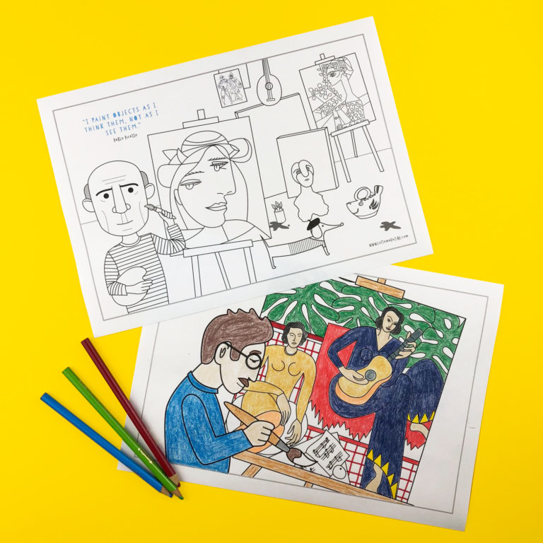 Famous artist colouring pages
