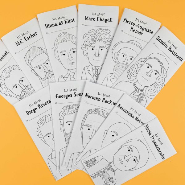 Famous artist research brochures #4 with coloring (18 artists)