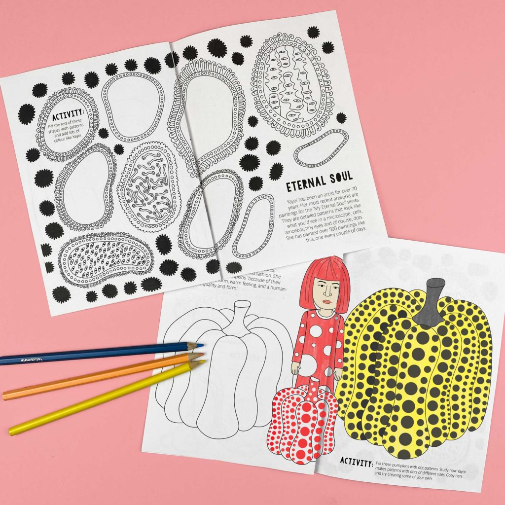 Yayoi Kusama Activity Book (bio, drawing activities & coloring)